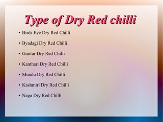 Type of Dry Red Chilli and Its Uses | ODP
