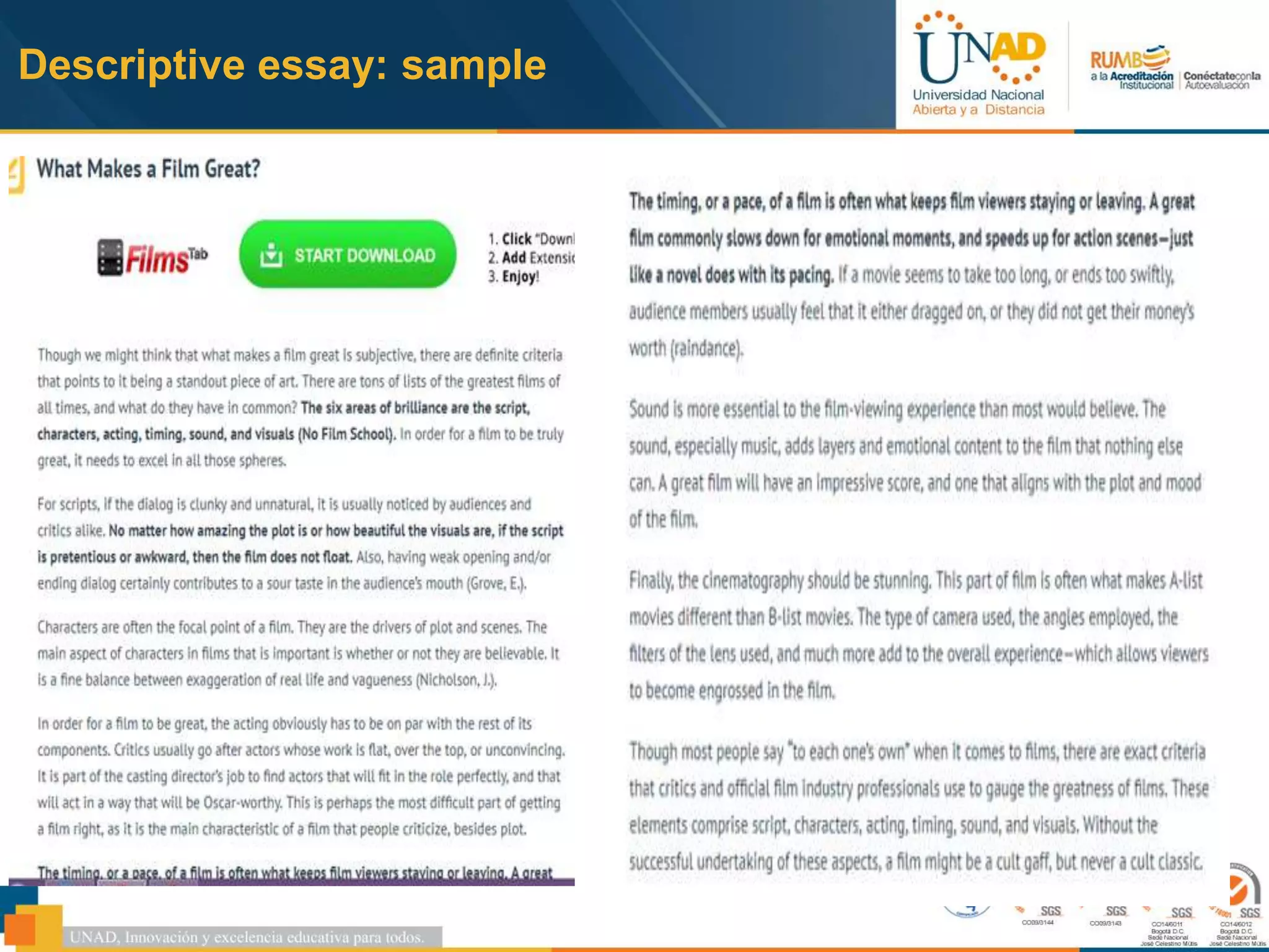 Descriptive Essay | PPTX