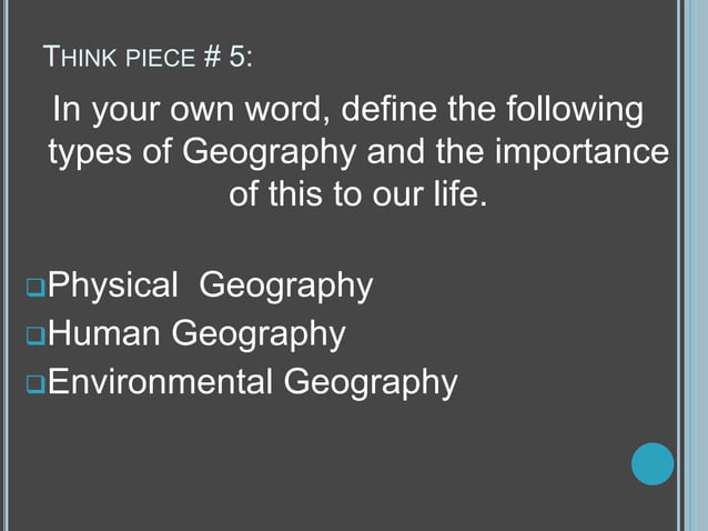 TYPES OF GEOGRAPHY | PPTX | Geography | Science