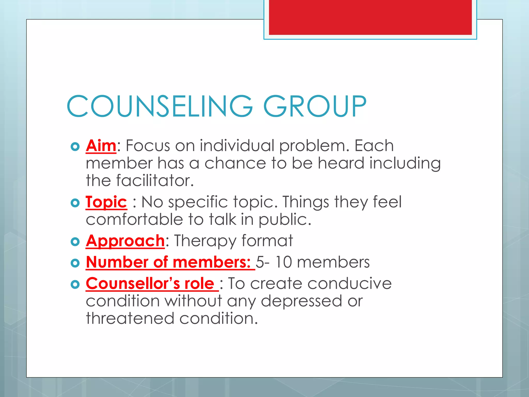 Type of group counseling | PPTX