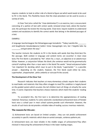 Type of informal Assessments | PDF