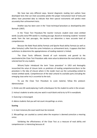 Type of informal Assessments | PDF