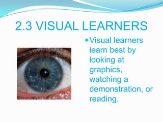 Type of learners, visual | PPT