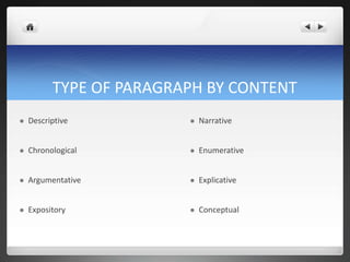 Type of paragraph | PPT