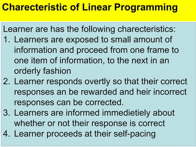 Type of programmed instruction, linear programmed instruction,meaning ...