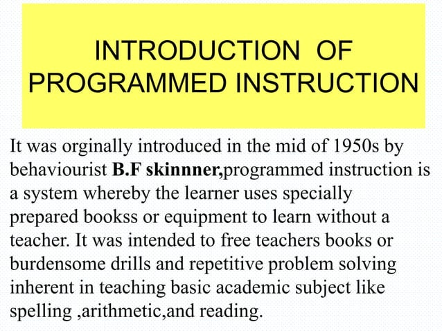 Type of programmed instruction, linear programmed instruction,meaning ...