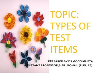 Type of test items | PPT