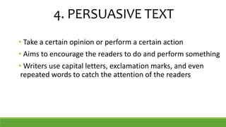 TYPE OF TEXTS | PPT