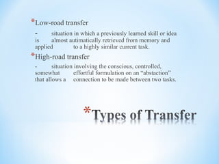 Type of transfer | PPT | Educational Assessment | Education