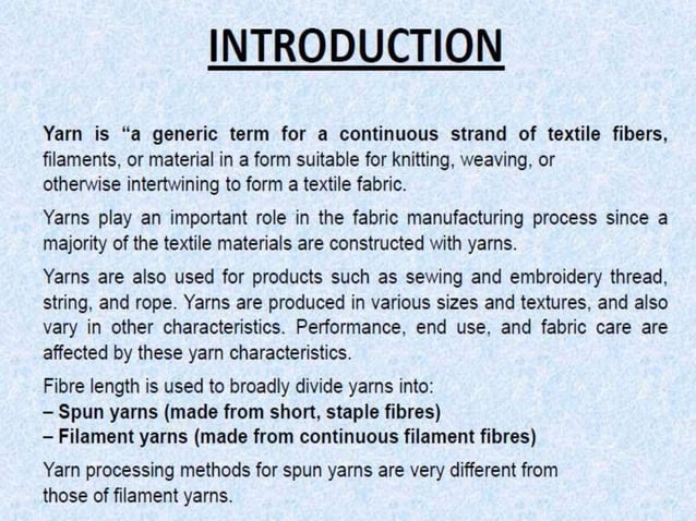How to identify different types of yarns | PPT