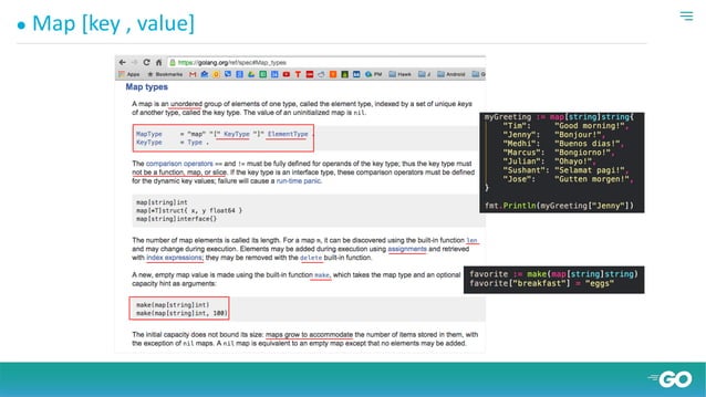 Types - slice, map, new, make, struct - Gopherlabs | PDF