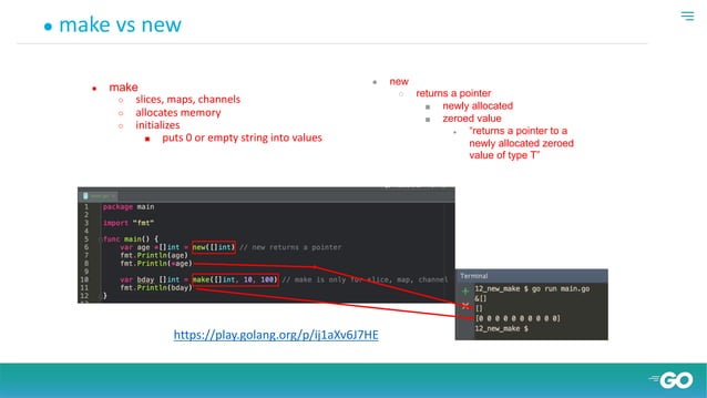 Types - slice, map, new, make, struct - Gopherlabs | PDF