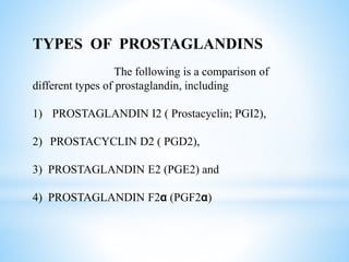 Types of prostaglandins | PPTX
