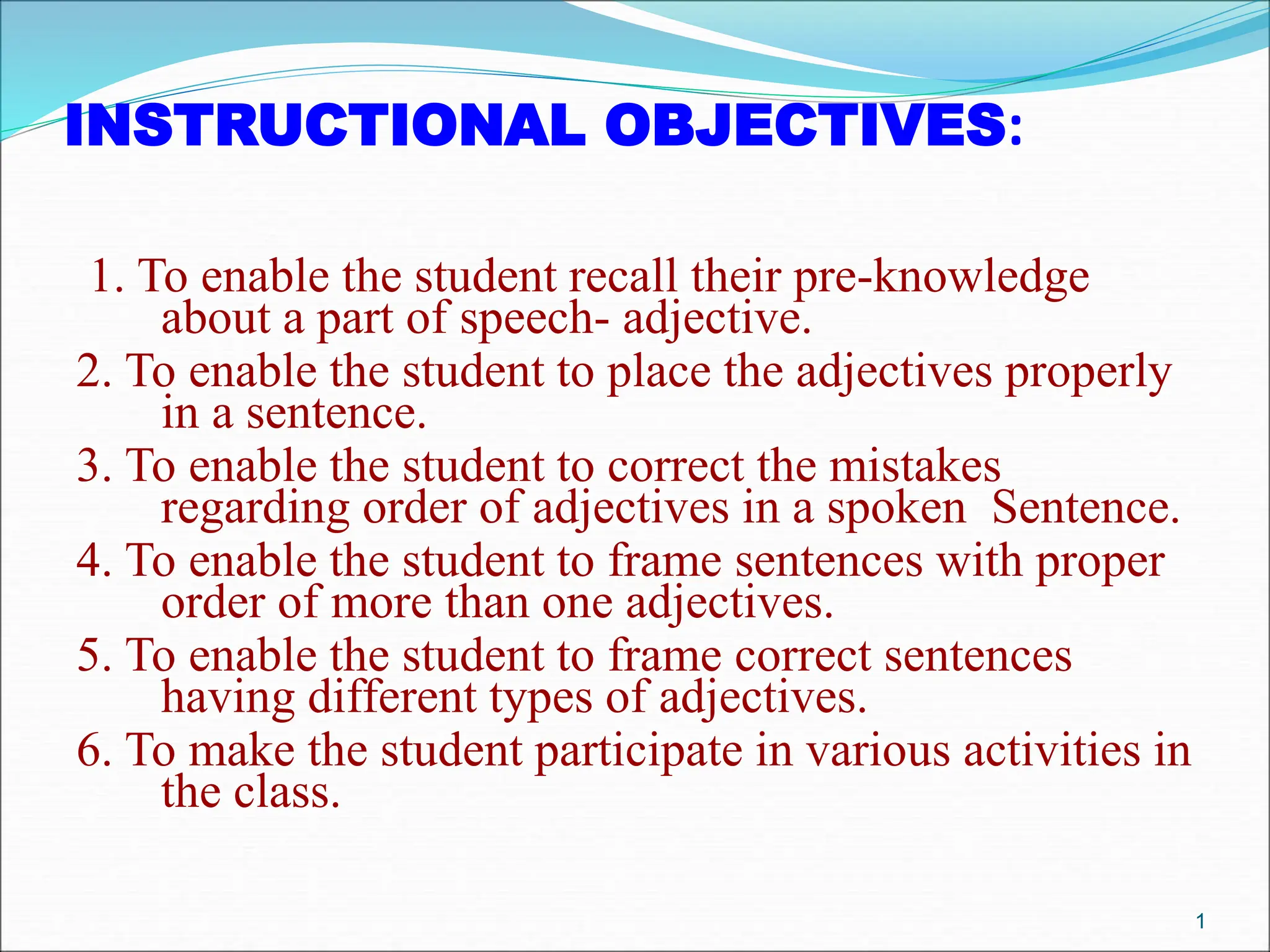 Types of adjectives with examples and images | PPT