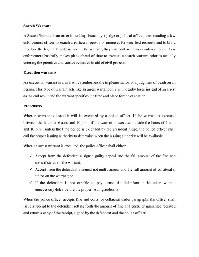 Types of Warrant and Procedure | PDF