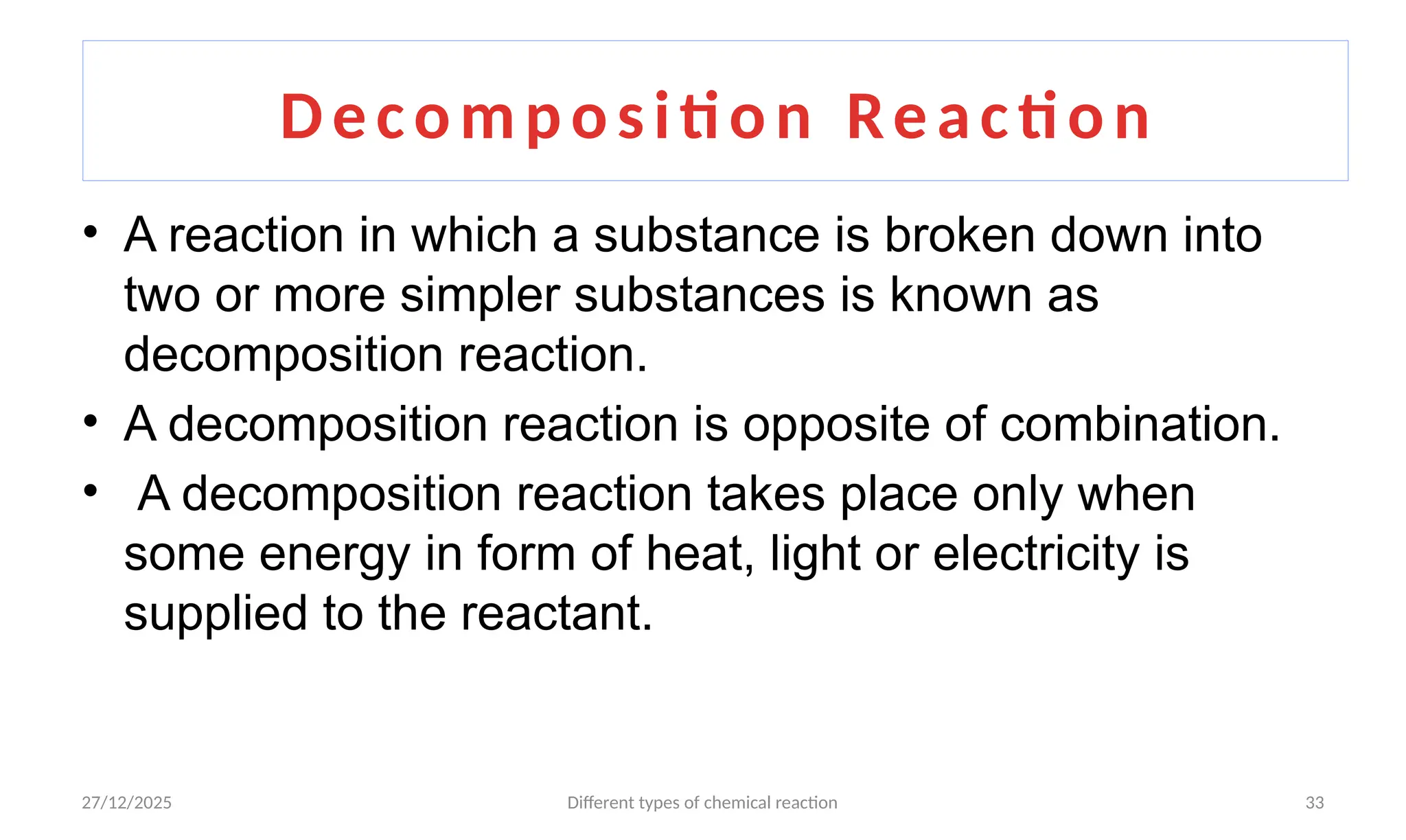 types-of-chemical-reactions, synthesis, decomposition | PPTX