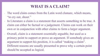 Types of Claims G11(2nd Semester- 4th Quarter) | PPTX