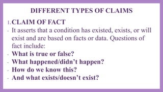 Types of Claims G11(2nd Semester- 4th Quarter) | PPTX