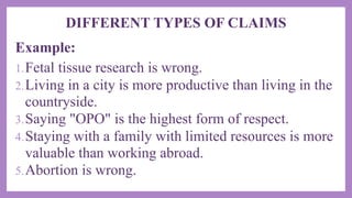 Types of Claims G11(2nd Semester- 4th Quarter) | PPTX