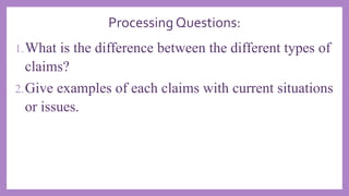 Types of Claims G11(2nd Semester- 4th Quarter) | PPTX