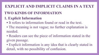 Types of Claims G11(2nd Semester- 4th Quarter) | PPTX