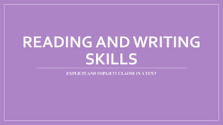 Reading Claims | PPT