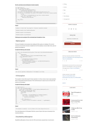 Types Of Exceptions In Java | PDF