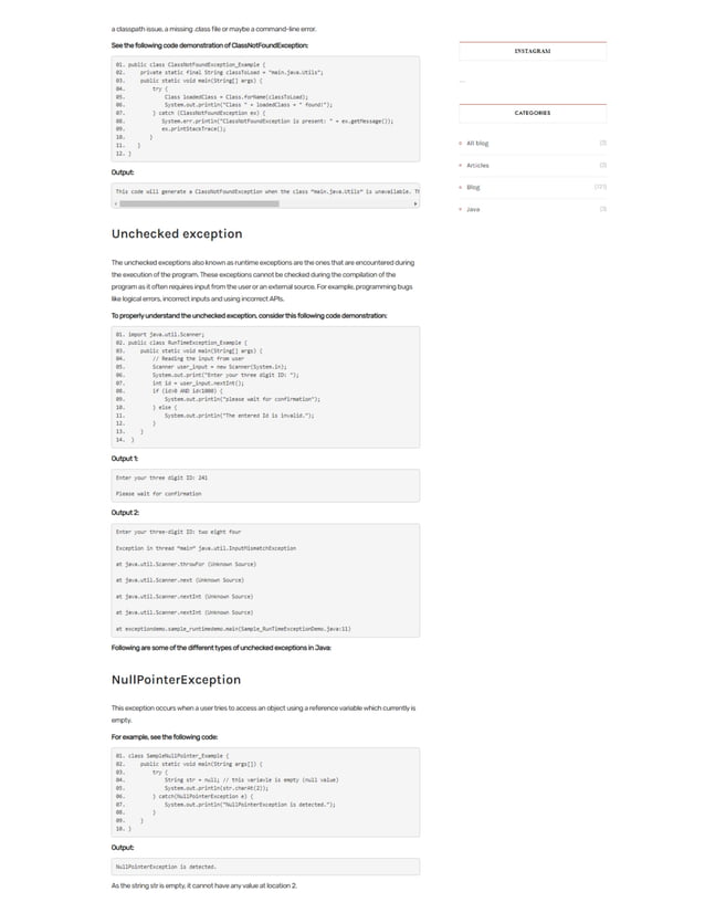Types Of Exceptions In Java | PDF
