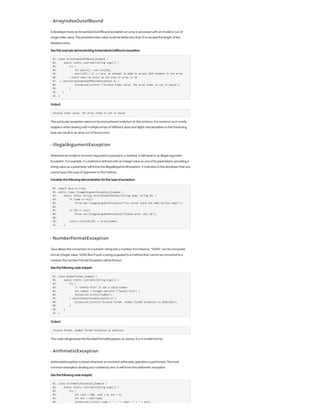 Types Of Exceptions In Java | PDF