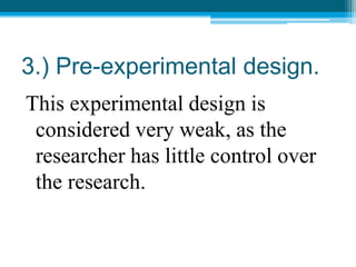 Types of experimental research designs | PPTX