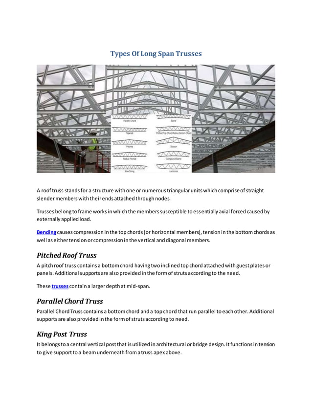 TYPES OF LONG SPAN ROOF TRUSSES | PDF