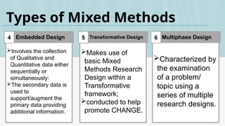 Types-of-Mixed-Research. This type of research design which uses both quantitative and ...