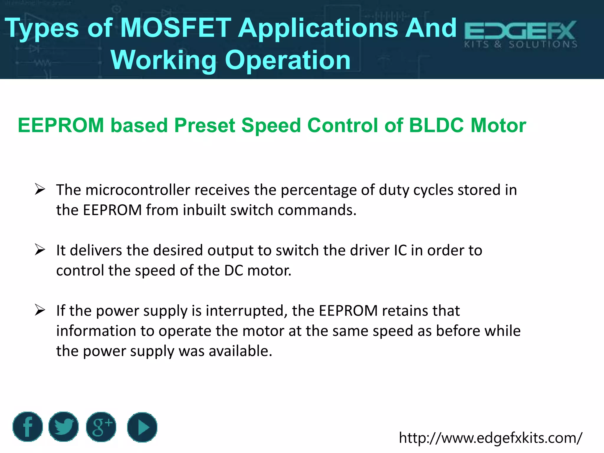 Types of MOSFET Applications and Working Operation | PPTX