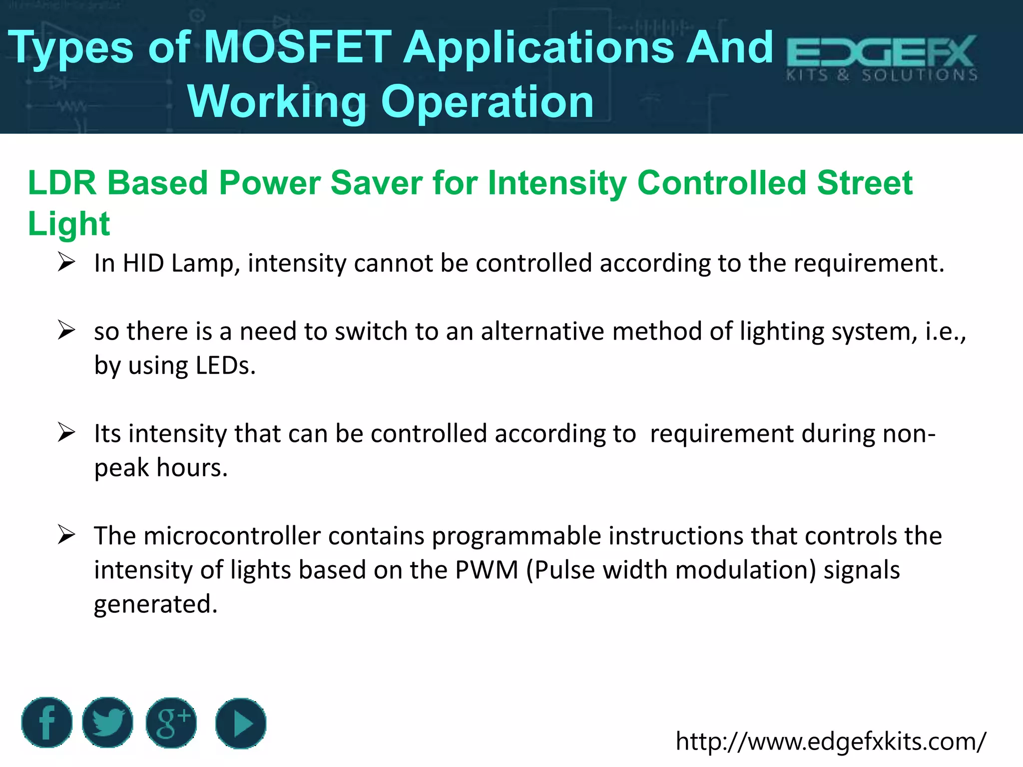 Types of MOSFET Applications and Working Operation | PPTX