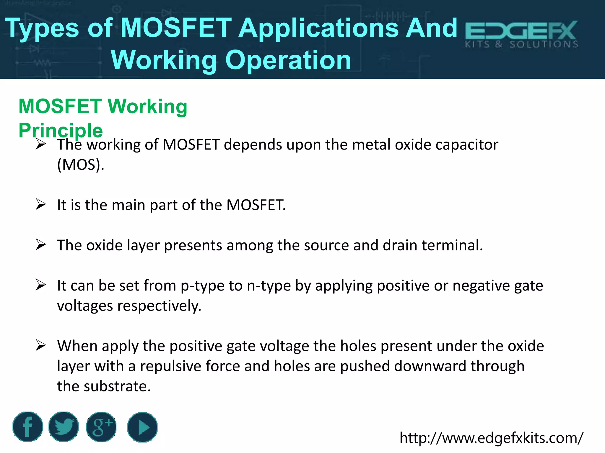 Types of MOSFET Applications and Working Operation | PPTX
