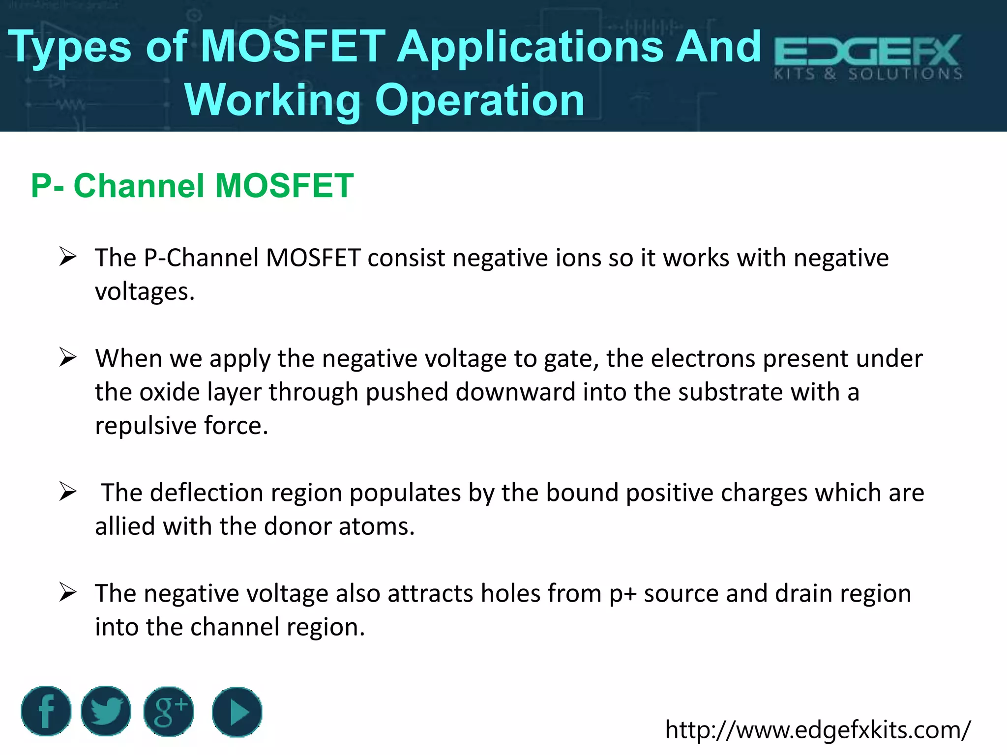 Types of MOSFET Applications and Working Operation | PPTX