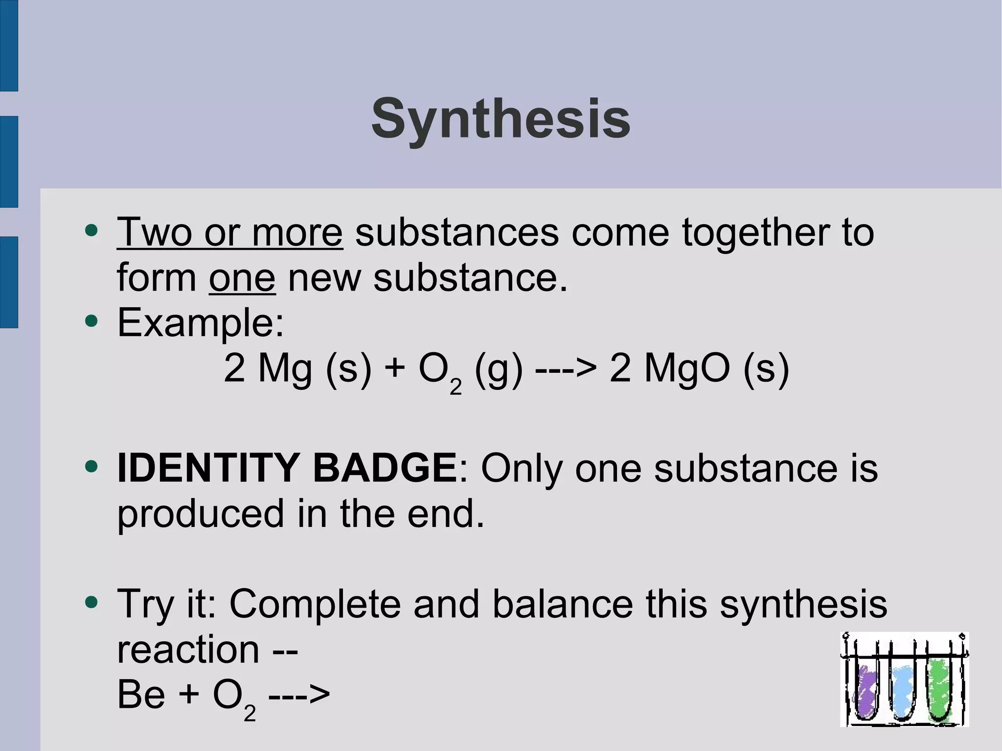 Types of Reactions: Synthesis | ODP