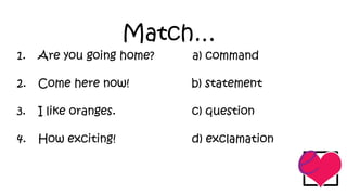 different sentence types questions statements | PPTX
