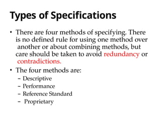 Types-of-specification b. architecture . | PPT