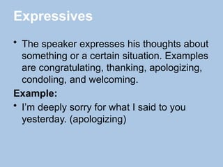 Types-of-Speech-Act Quarter 1 Oral Communication | PPTX