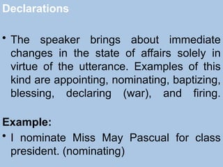 Types-of-Speech-Act Quarter 1 Oral Communication | PPTX