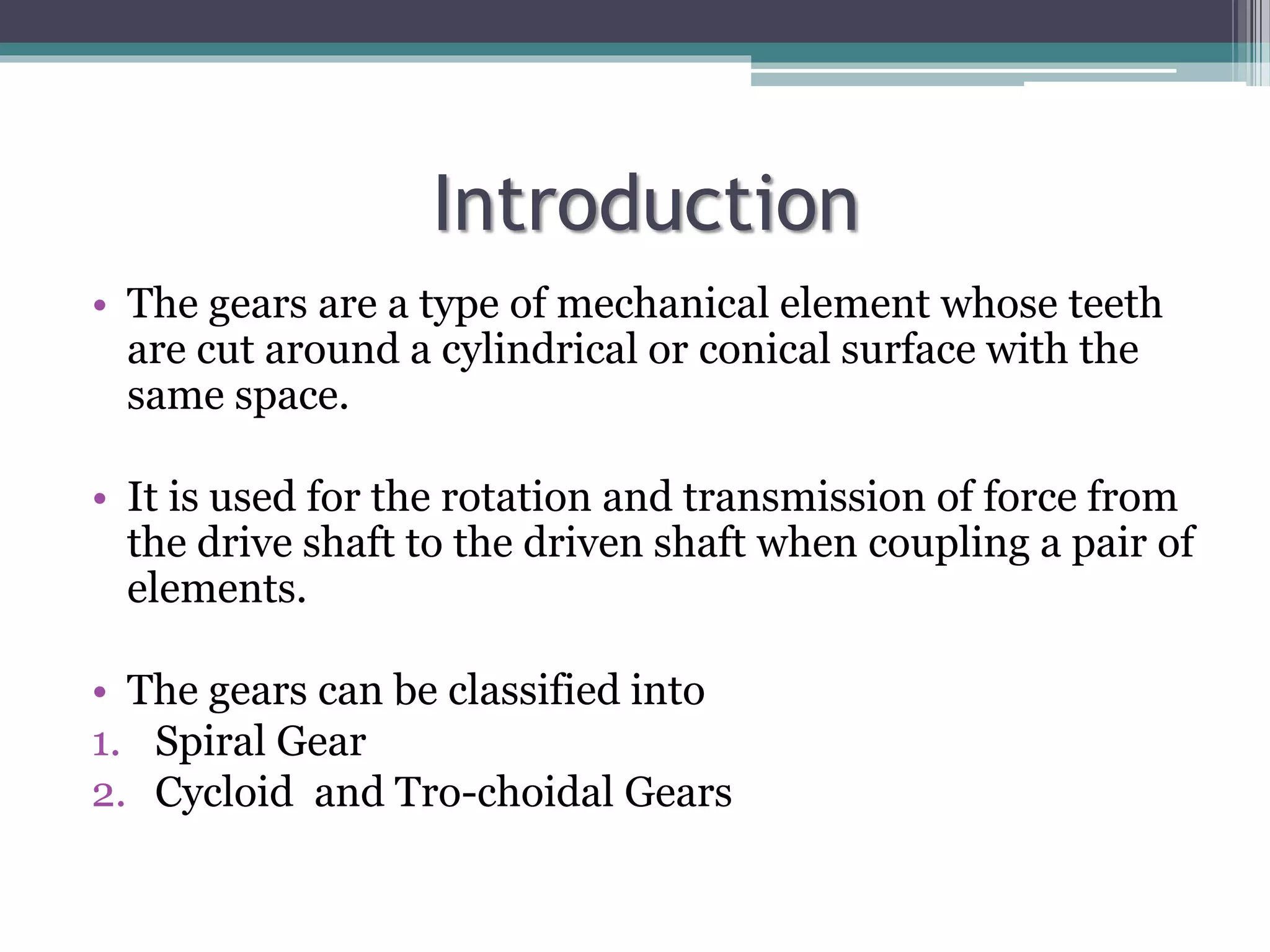 Types and application of gears | PPTX