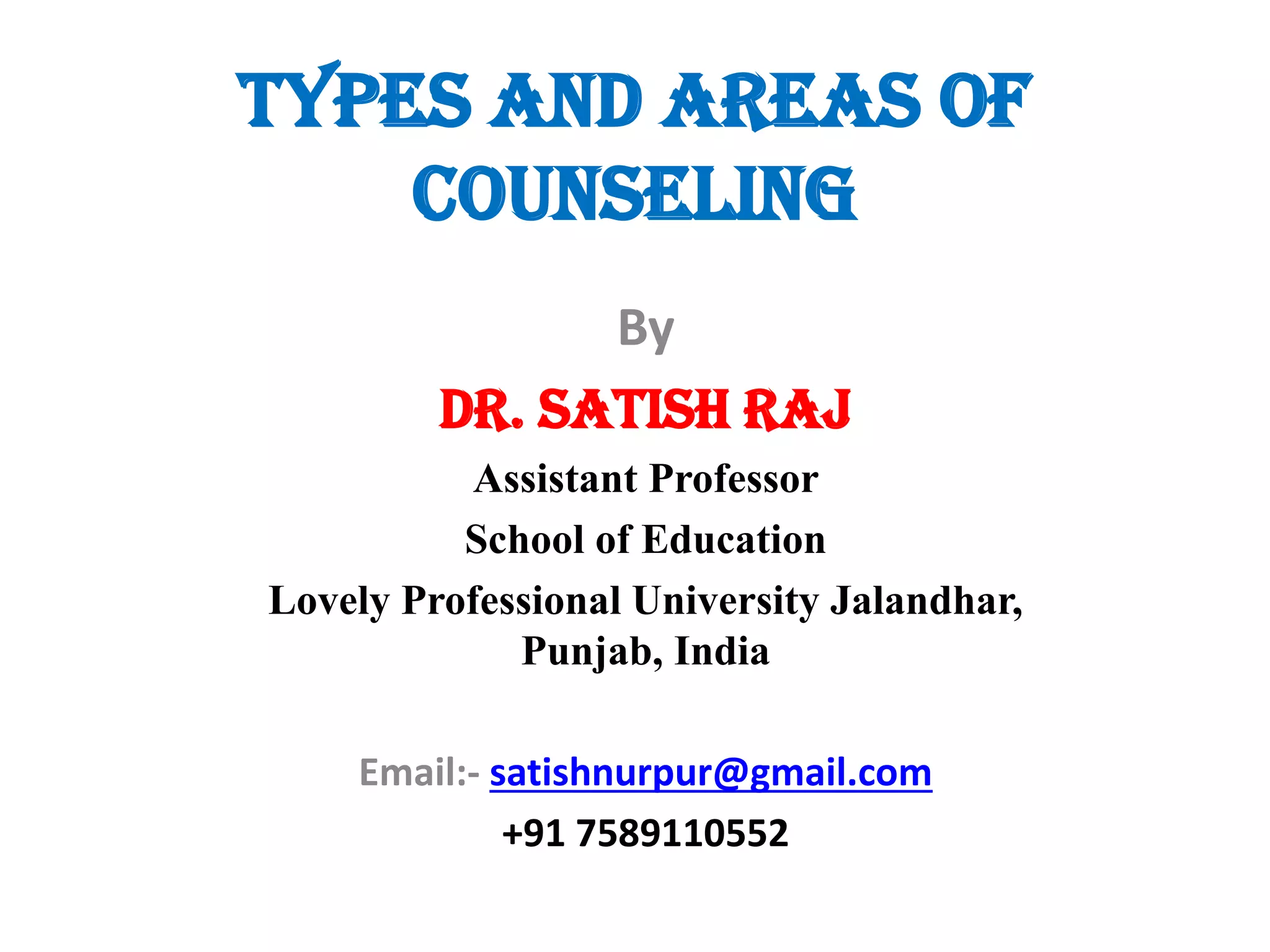 Types and areas of counseling multicultural counseling | PDF