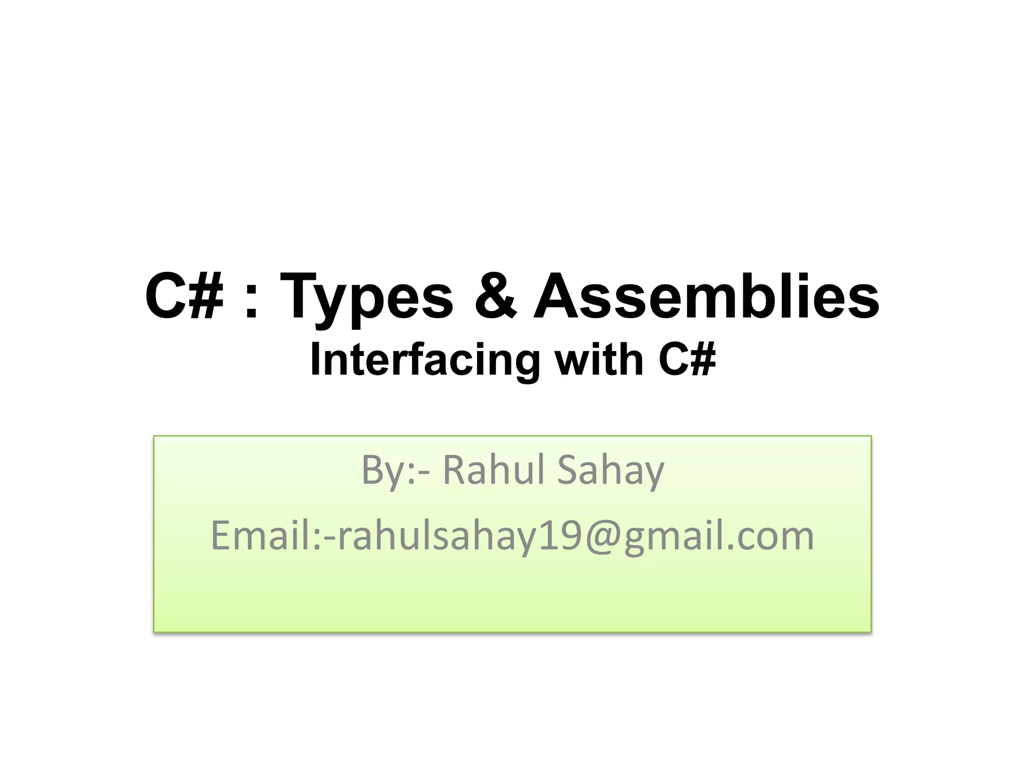 Types And Assemblies | PPTX | Programming Languages | Computing