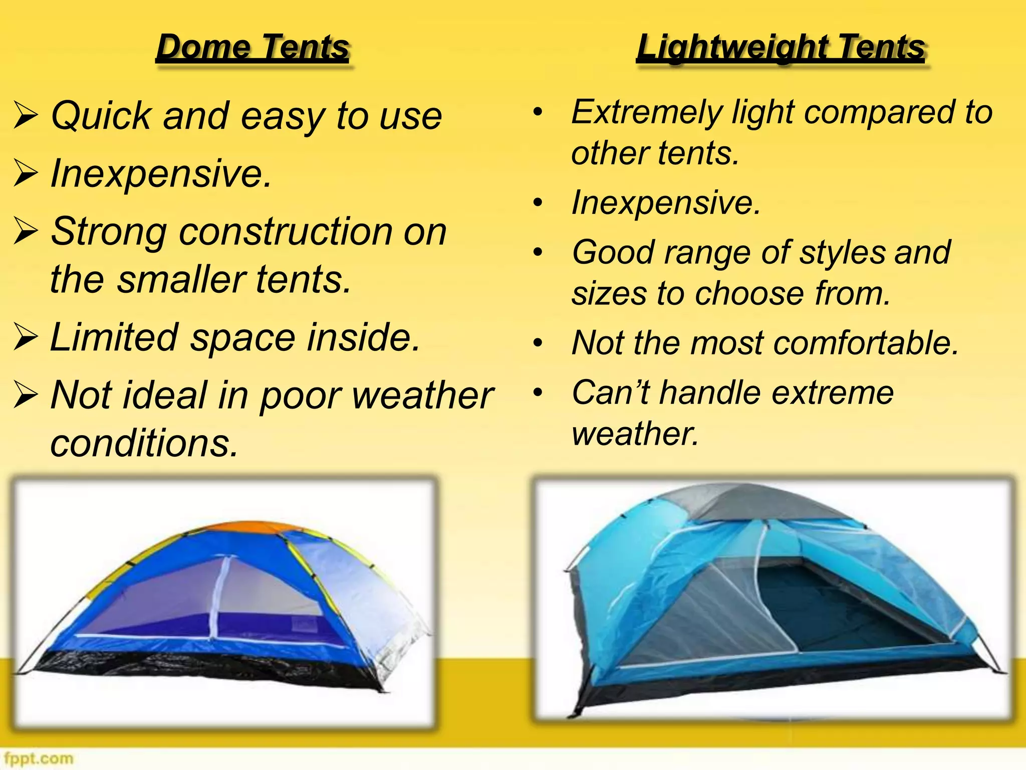 Types and care of tents | PPTX