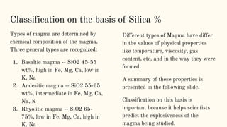 Types and characteristics of magma | PPTX