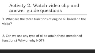 Types and classifications of engine oil (cot 1) | PPTX