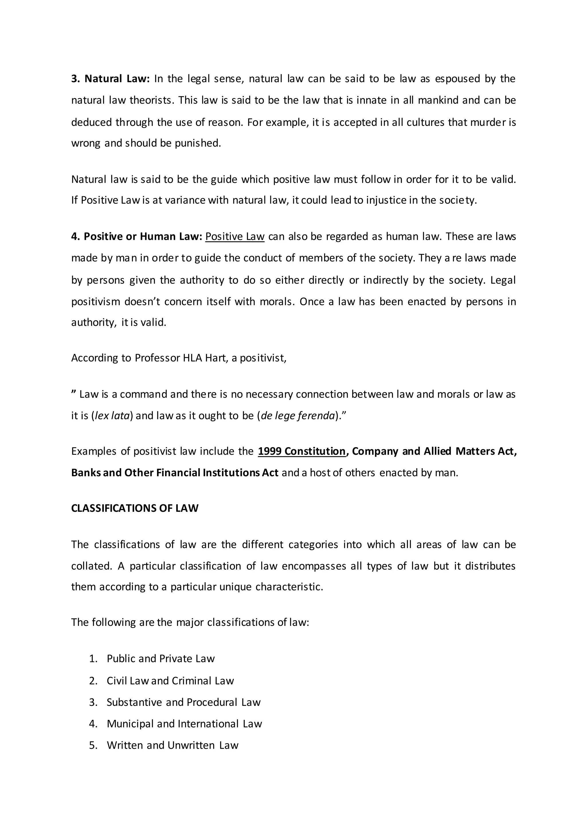 Types and classifications of law | DOCX