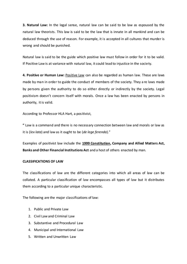 Types and classifications of law | DOCX