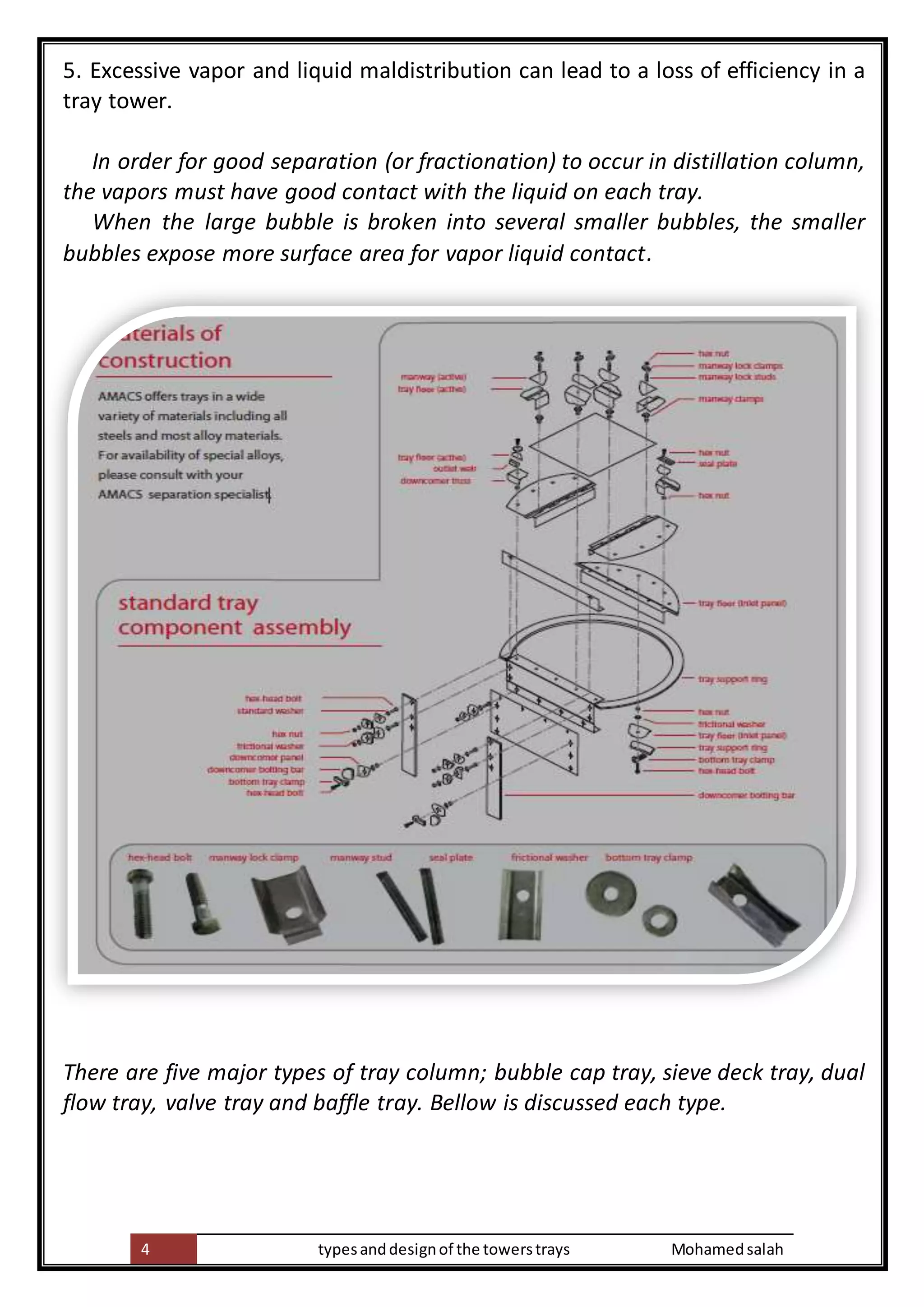 Types and design of the towers trays | DOCX